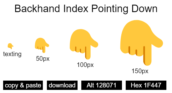 "Backhand Index Pointing Down": Emoji and Codes