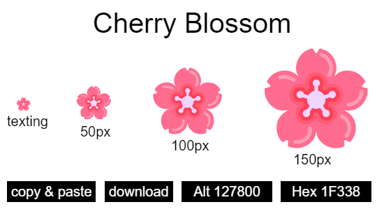 "Cherry Blossom": Emoji and Codes
