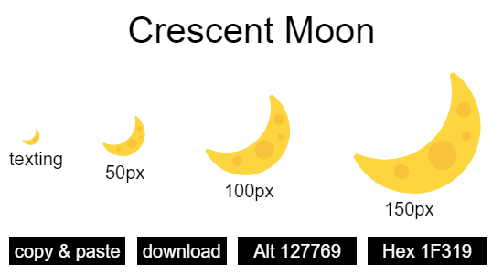 "Crescent Moon": Emoji and Codes