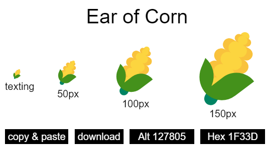 "Ear of Corn": Emoji and Codes