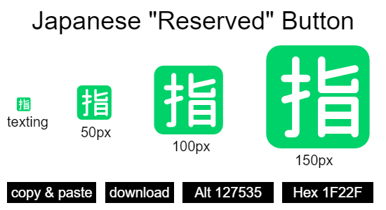 "Japanese Reserved Button": Emoji and Codes