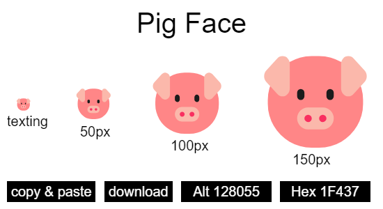 "Pig Face": Emoji and Codes
