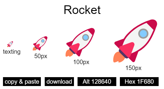 "Rocket": Emoji and Codes
