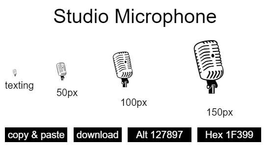 "Studio Microphone": Emoji and Codes