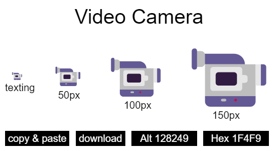 "Video Camera": Emoji and Codes