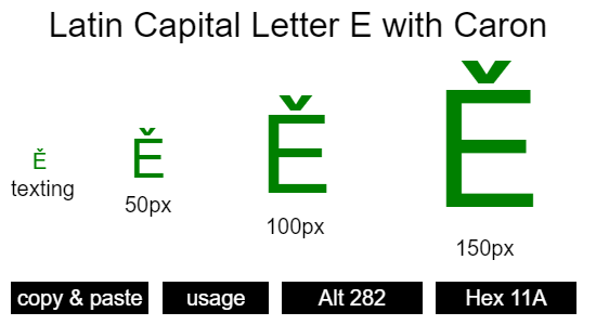 Capital Letter E with Caron | Symbol and Codes