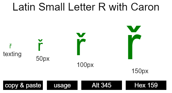 Small Letter R with Caron | Symbol and Codes