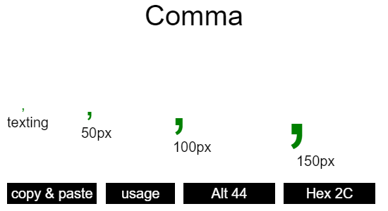 'Comma' | Symbol and Codes