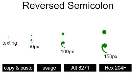 'Reversed-Semicolon' | Symbol and Codes